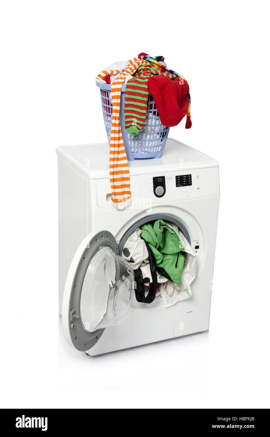 Washing machine isolated on white background Stock Photo - Alamy