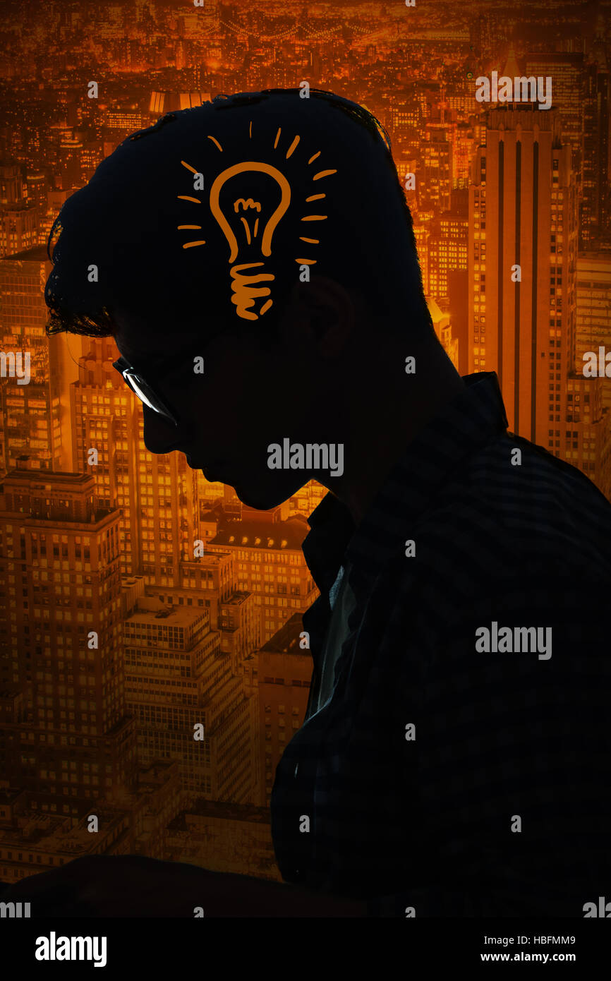 Bright idea concept with light bulb and man Stock Photo - Alamy