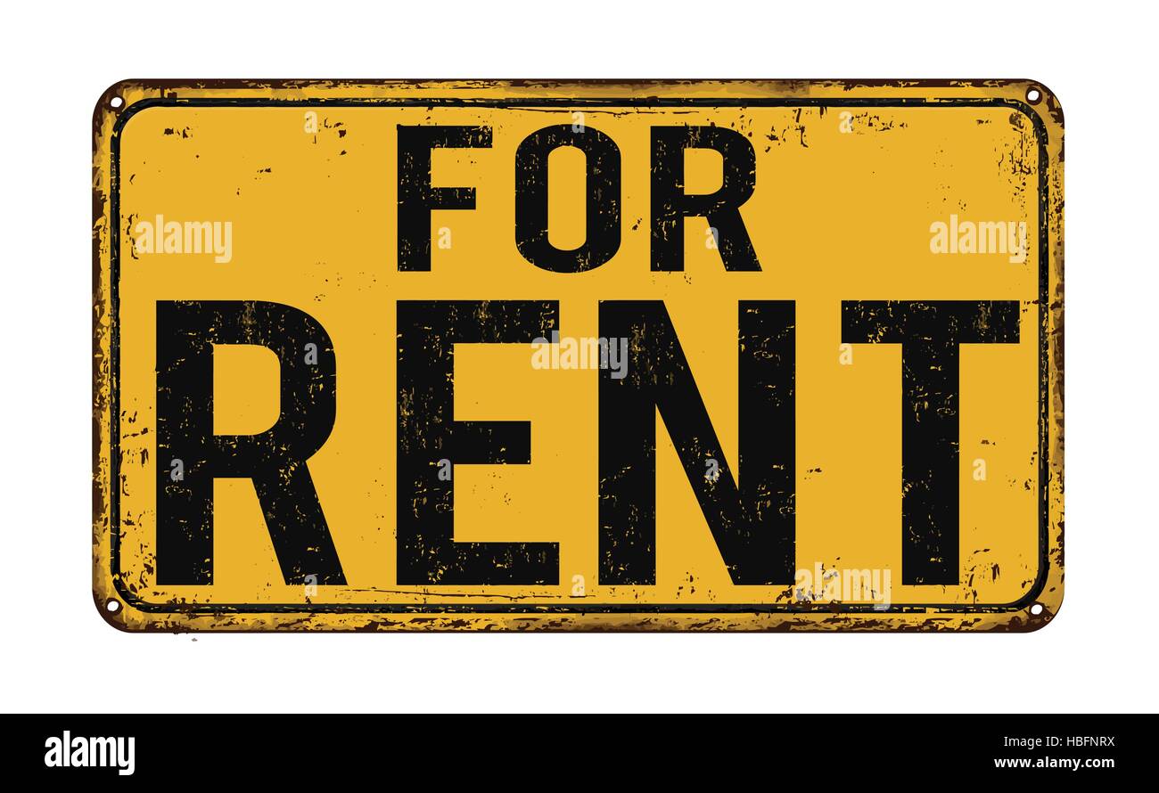 For rent vintage rusty metal sign on a white background, vector ...
