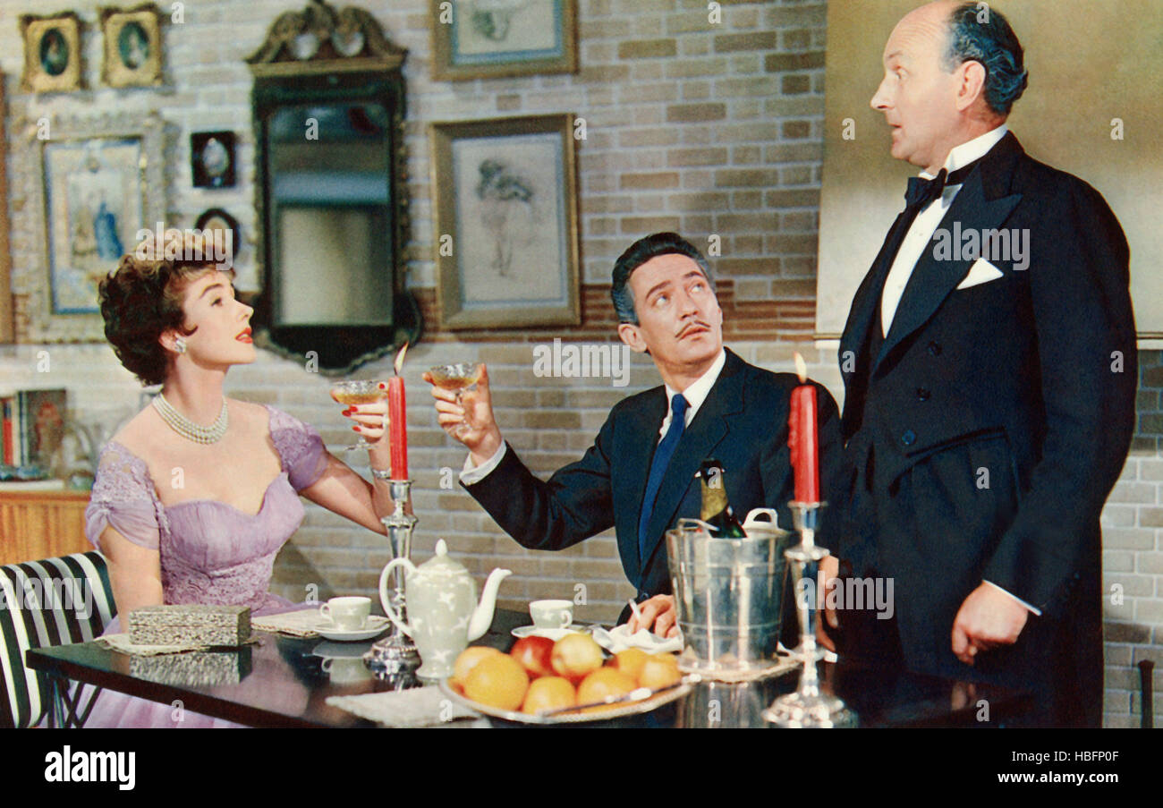SIMON AND LAURA, from left: Kay Kendall, Peter Finch, Maurice Denham ...