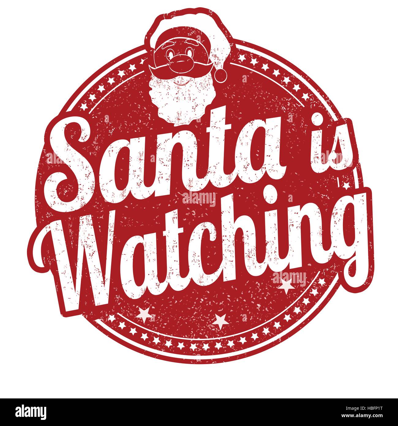 Santa is watching grunge rubber stamp on white background, vector ...