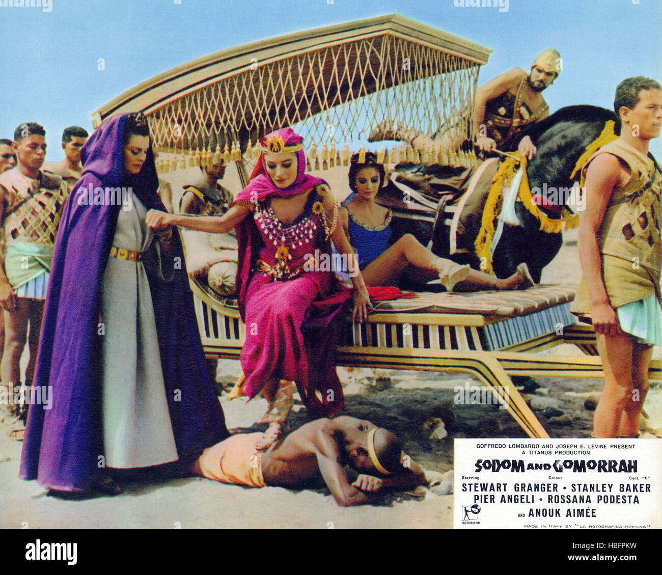 SODOM AND GOMORRAH, Anouk Aimee (arm outstretched), Stanley Baker ...