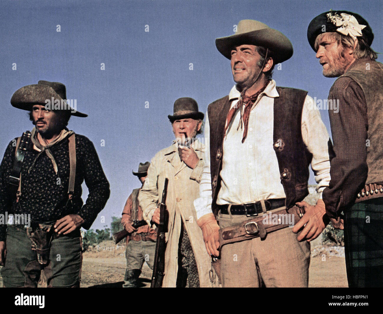 SOMETHING BIG, from left: Harry Carey Jr. (pipe), Dean Martin, Don Knight, 1971 Stock Photo - Alamy