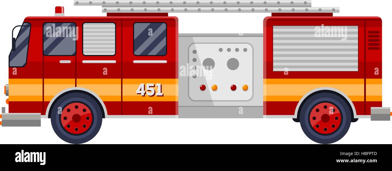 red fire truck engine on white vector illustration Stock Vector Image ...