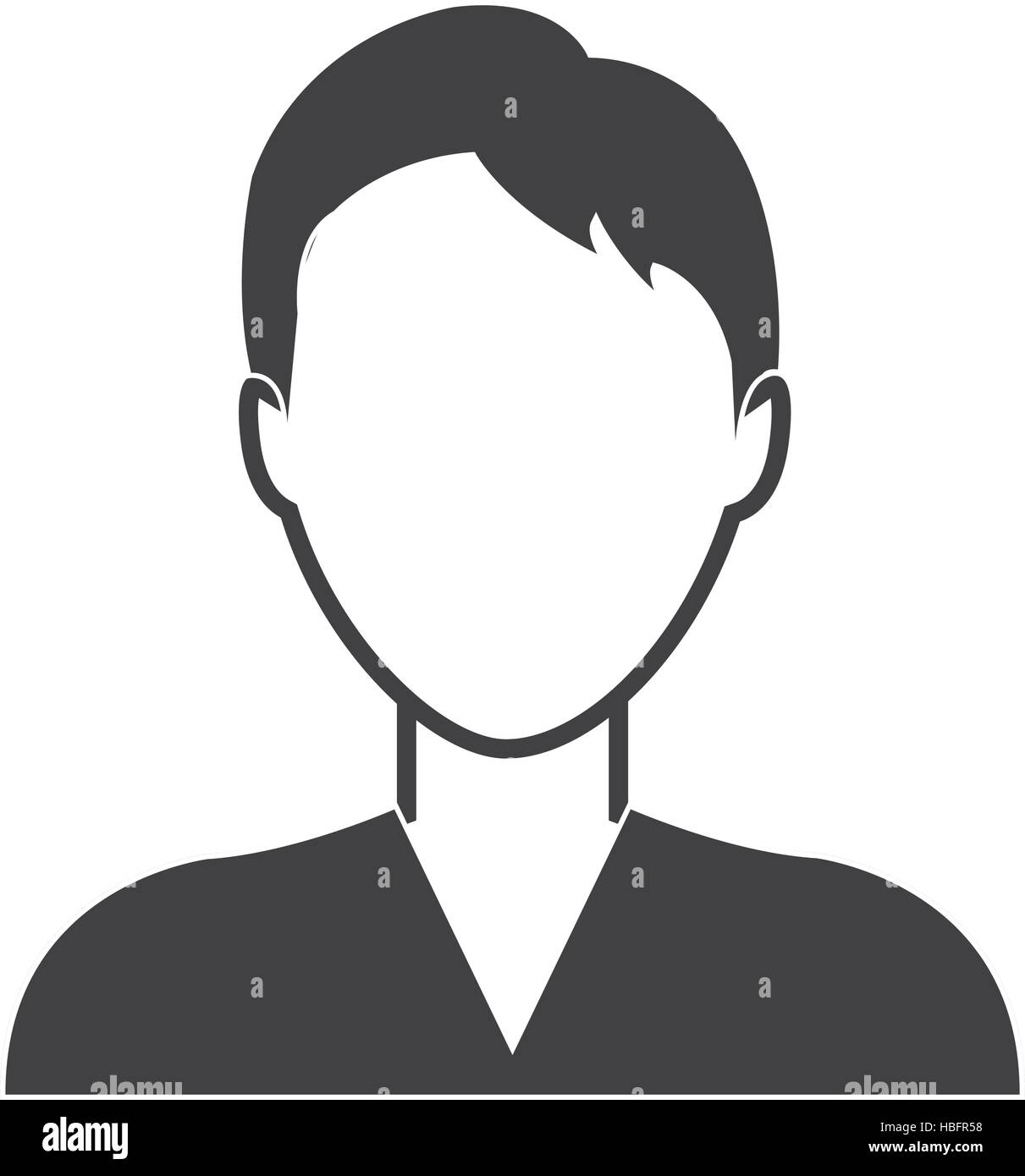 Young male profile in black and white colors over white background ...