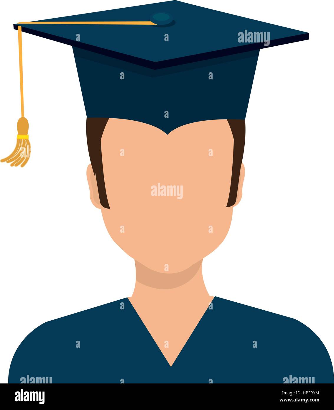 Male student graduation avatar over white background, vector ...