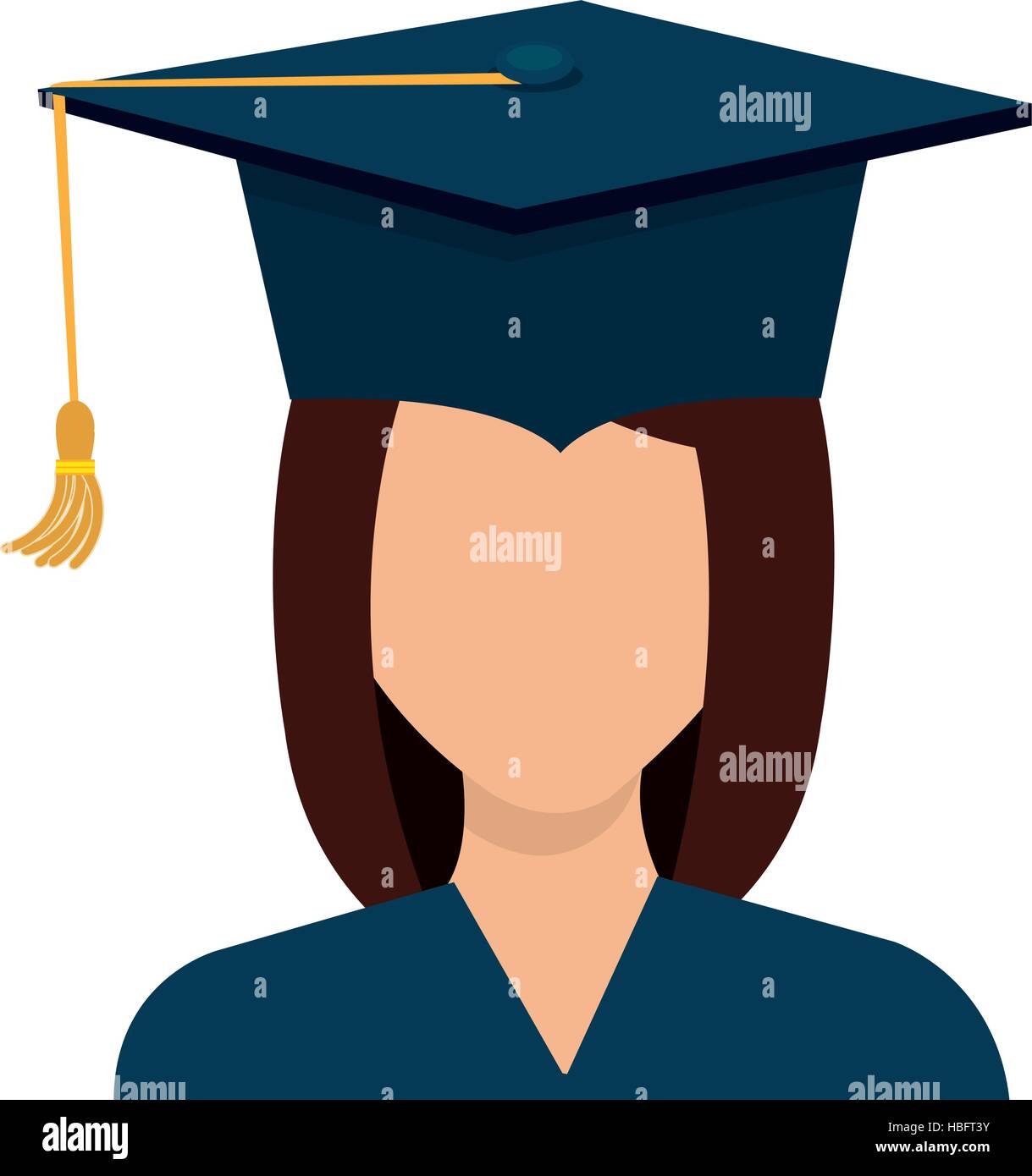Female student graduation avatar over white background, vector ...