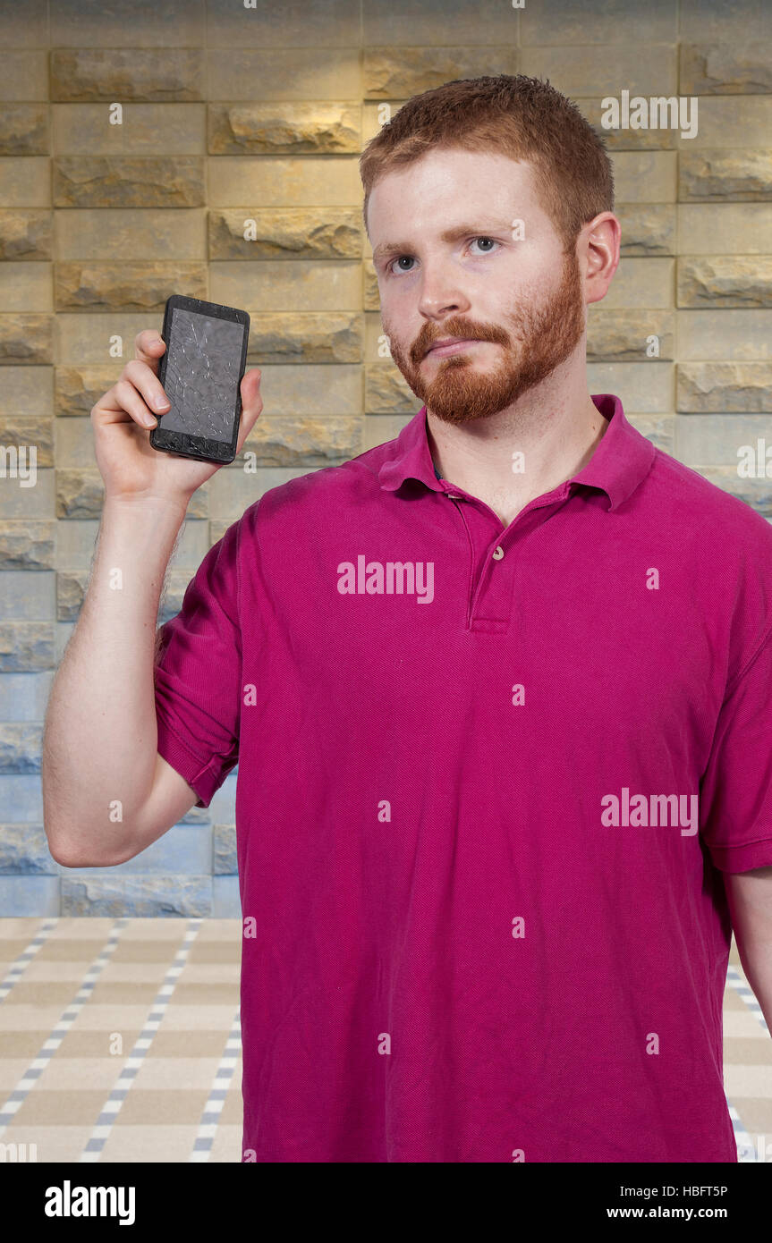 Man broken cracked phone screen hi-res stock photography and images - Alamy