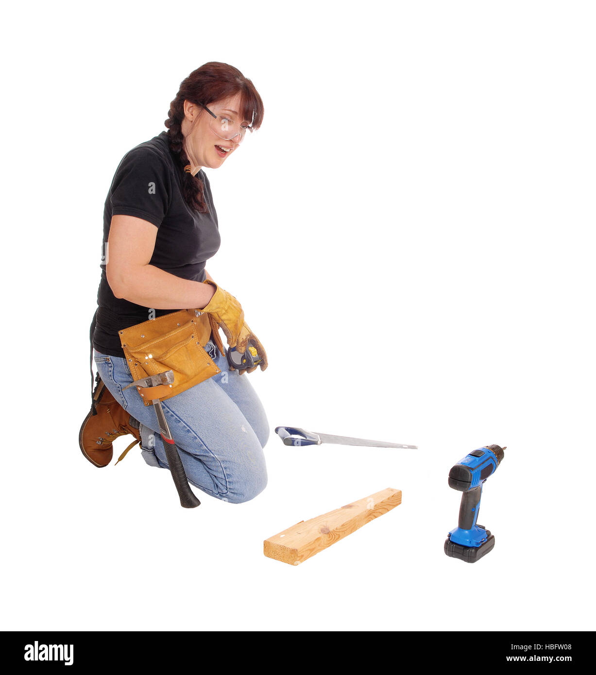 Woman with home improvement tools hi-res stock photography and images ...