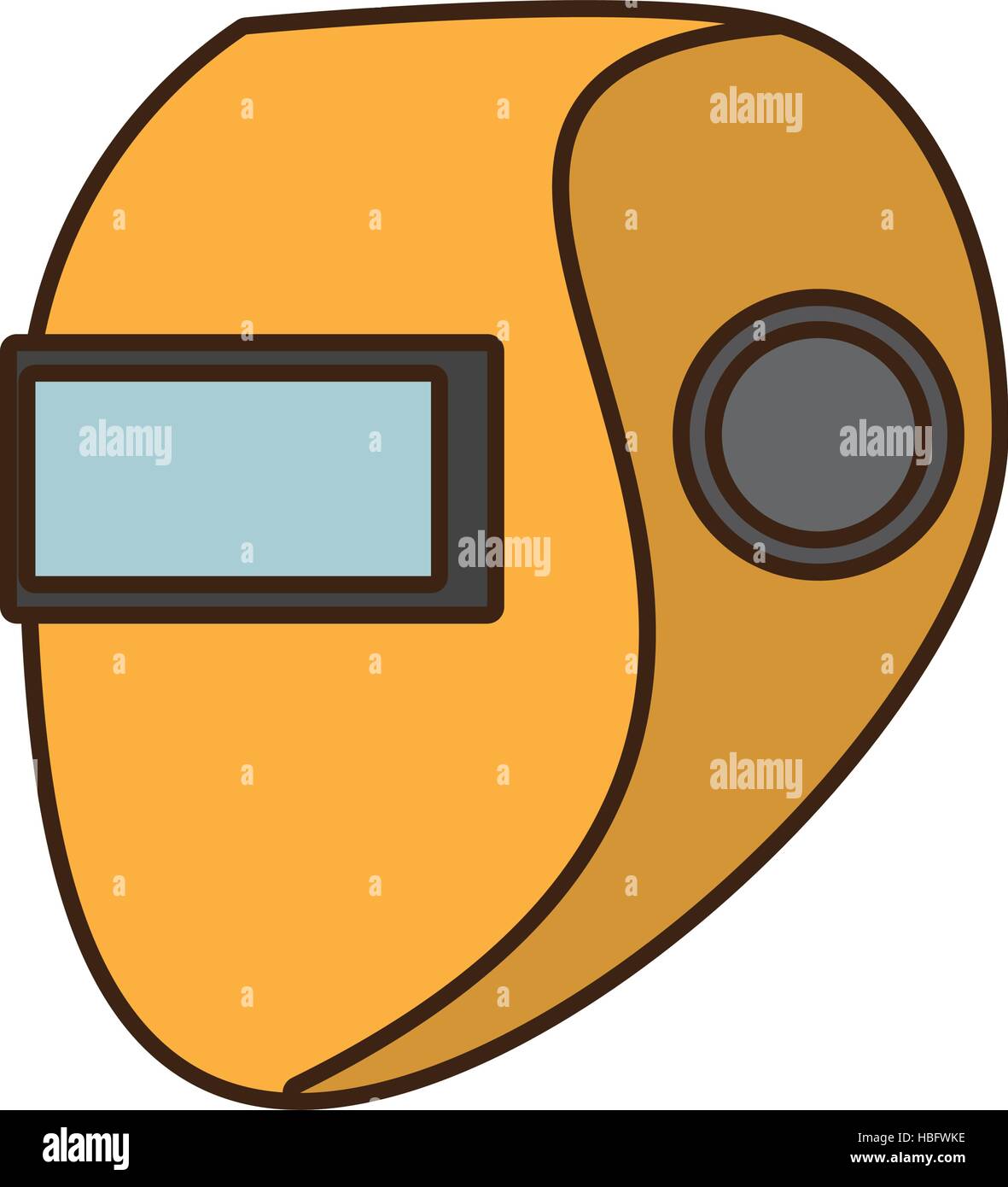 cartoon yellow welder mask eyes security sign design vector ...