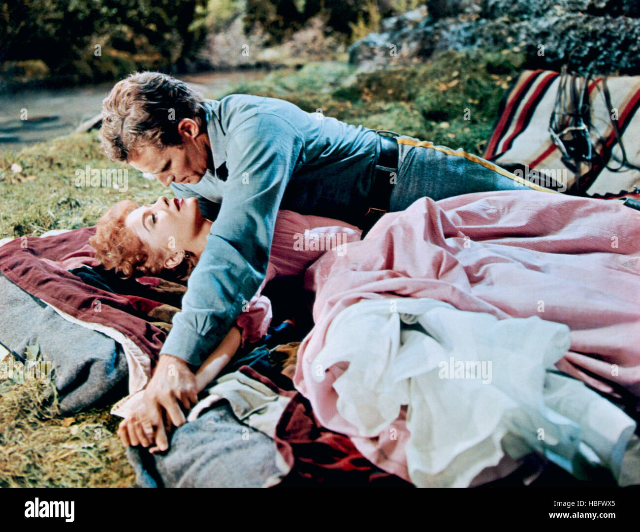 THREE VIOLENT PEOPLE, Anne Baxter, Charlton Heston, 1956 Stock Photo ...