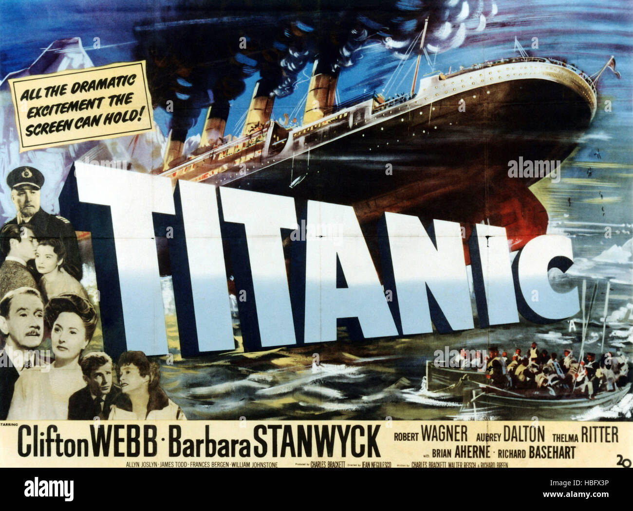 TITANIC, left top to bottom: Brian Aherne, Robert Wagner, Audrey Dalton ...