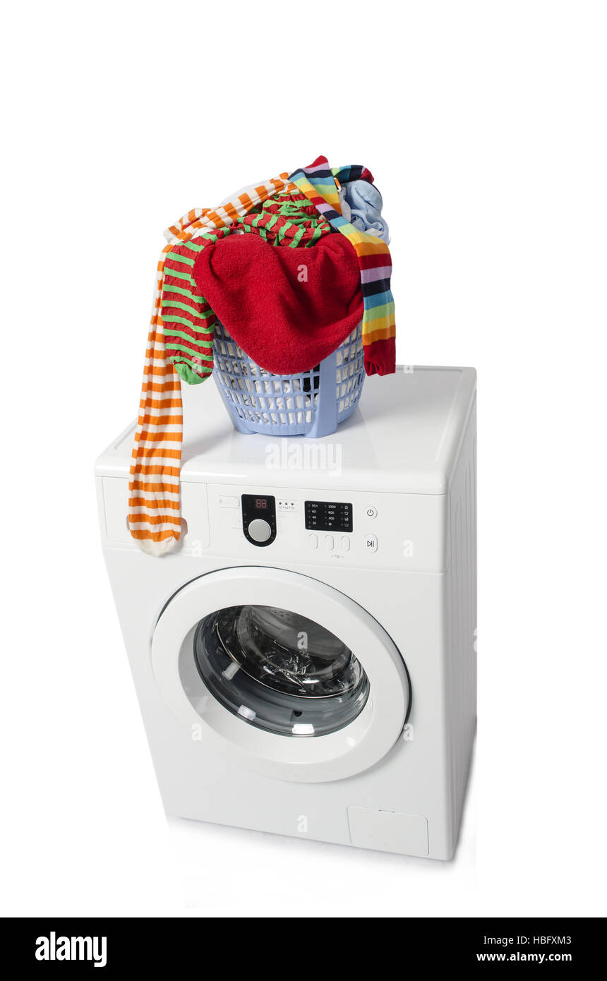 Washing machine isolated on white background Stock Photo - Alamy