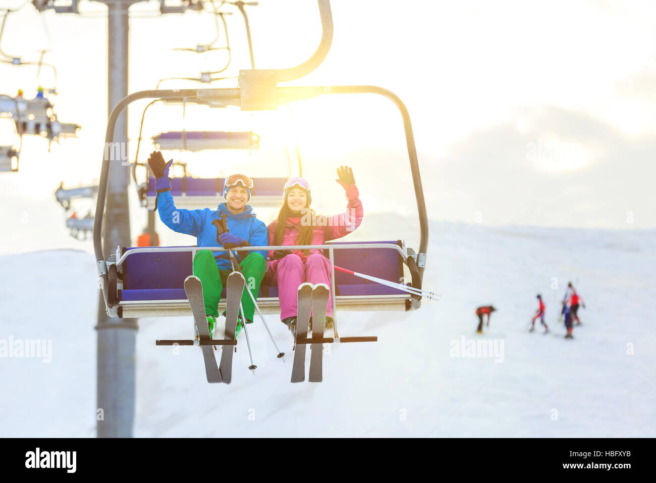 Couple on a lift Stock Photo - Alamy