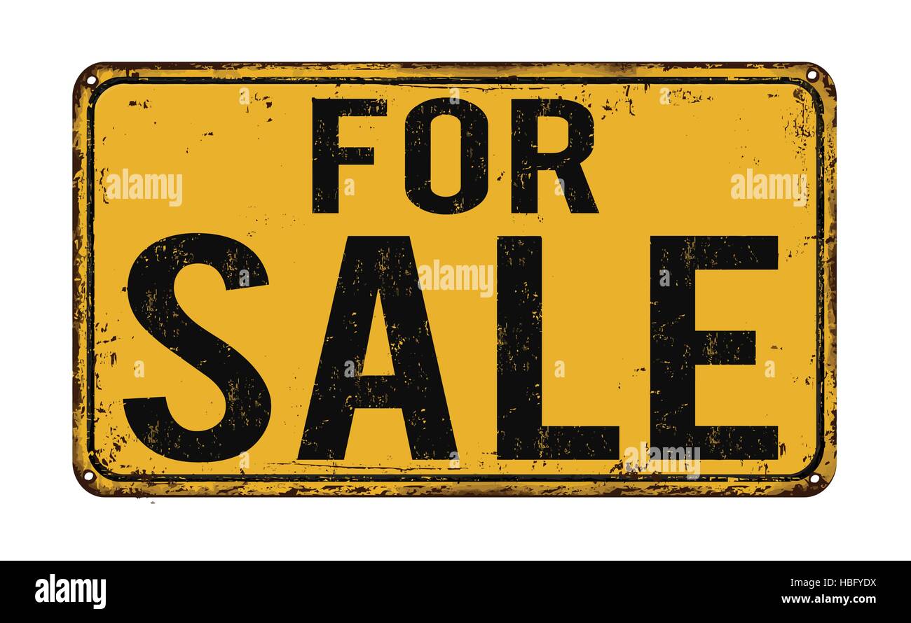For sale vintage rusty metal sign on a white background, vector ...