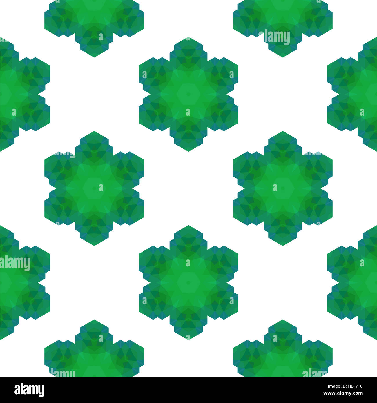 Seamless Green Snowflake Pattern Stock Photo - Alamy