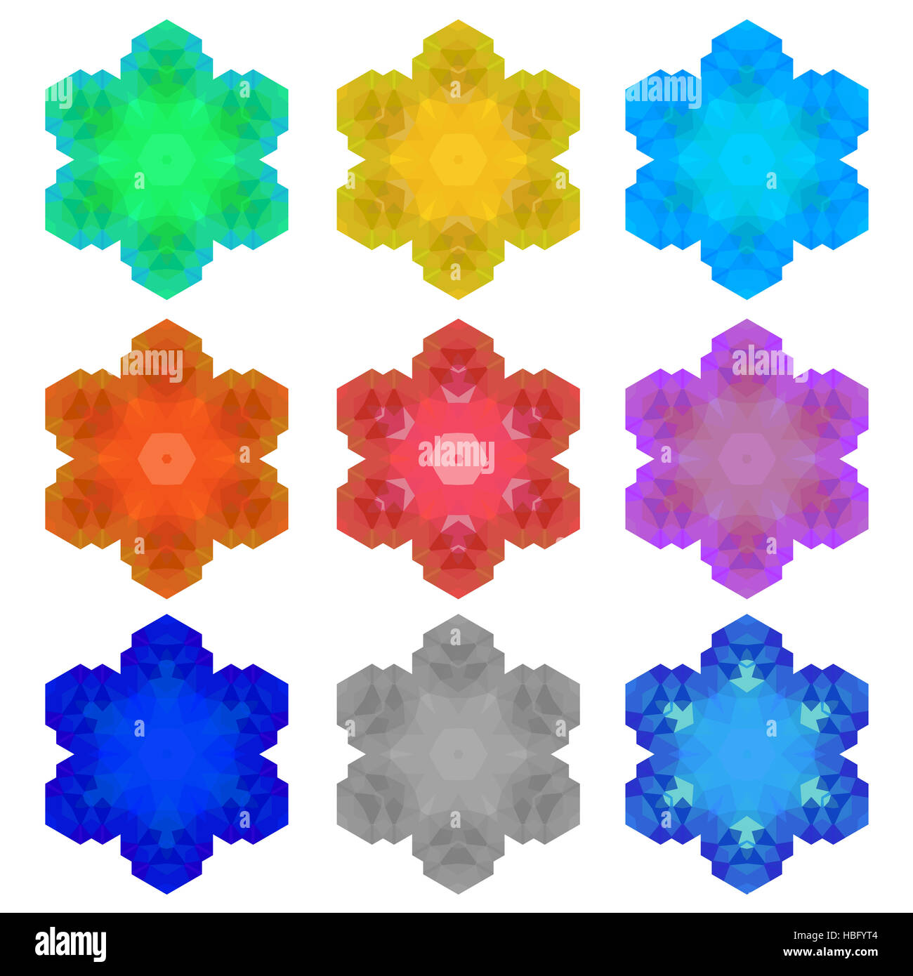 Set of Colorful Snowflakes Isolated Stock Photo - Alamy