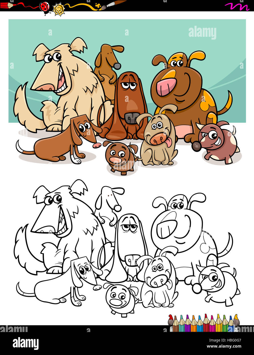 cartoon dogs for coloring Stock Photo - Alamy