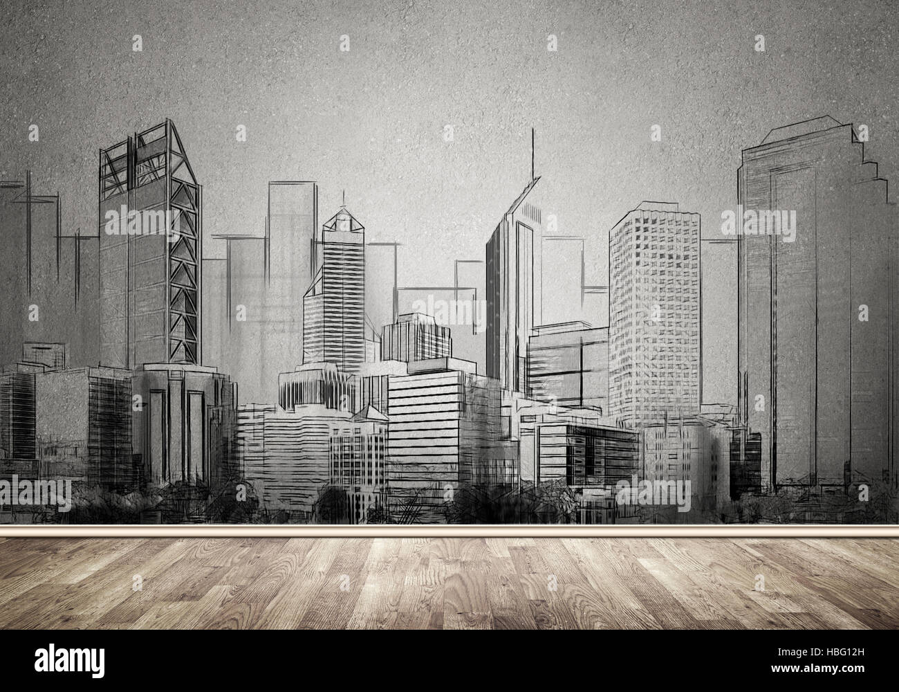 City design on wall Stock Photo - Alamy