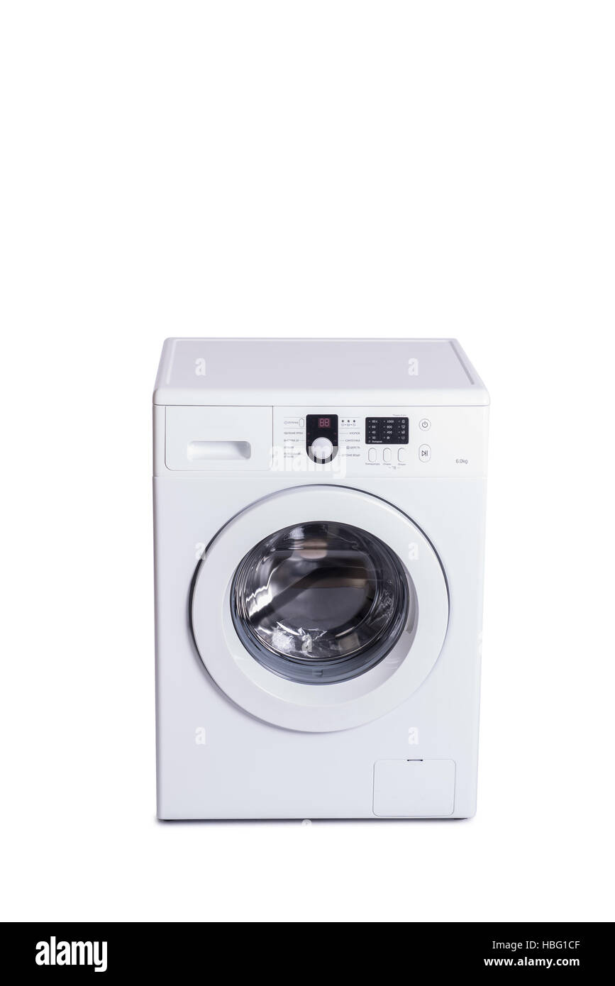 Washing machine isolated on white background Stock Photo - Alamy