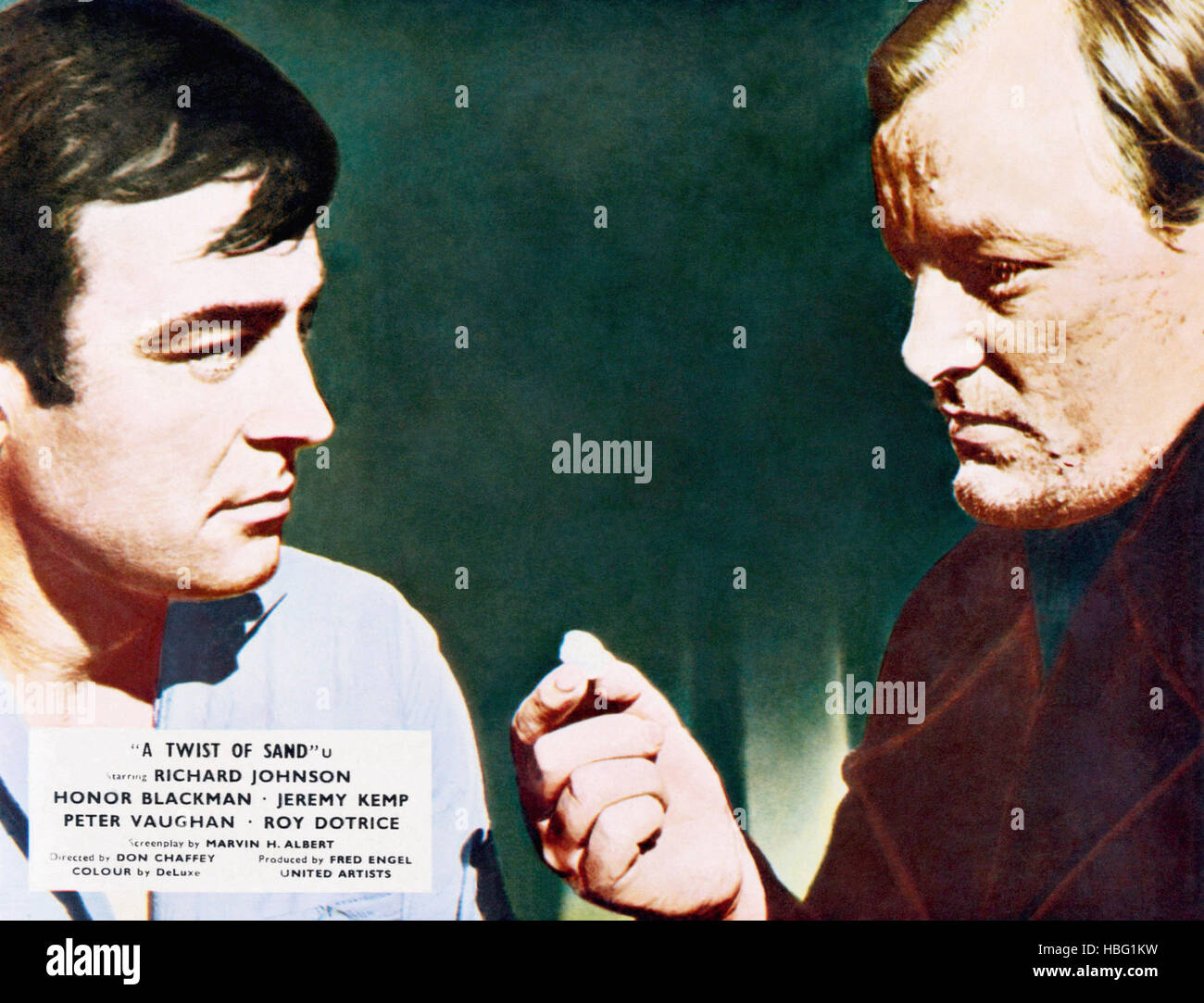 A TWIST OF SAND, from left, Richard Johnson, Jeremy Kemp, 1968 Stock Photo - Alamy