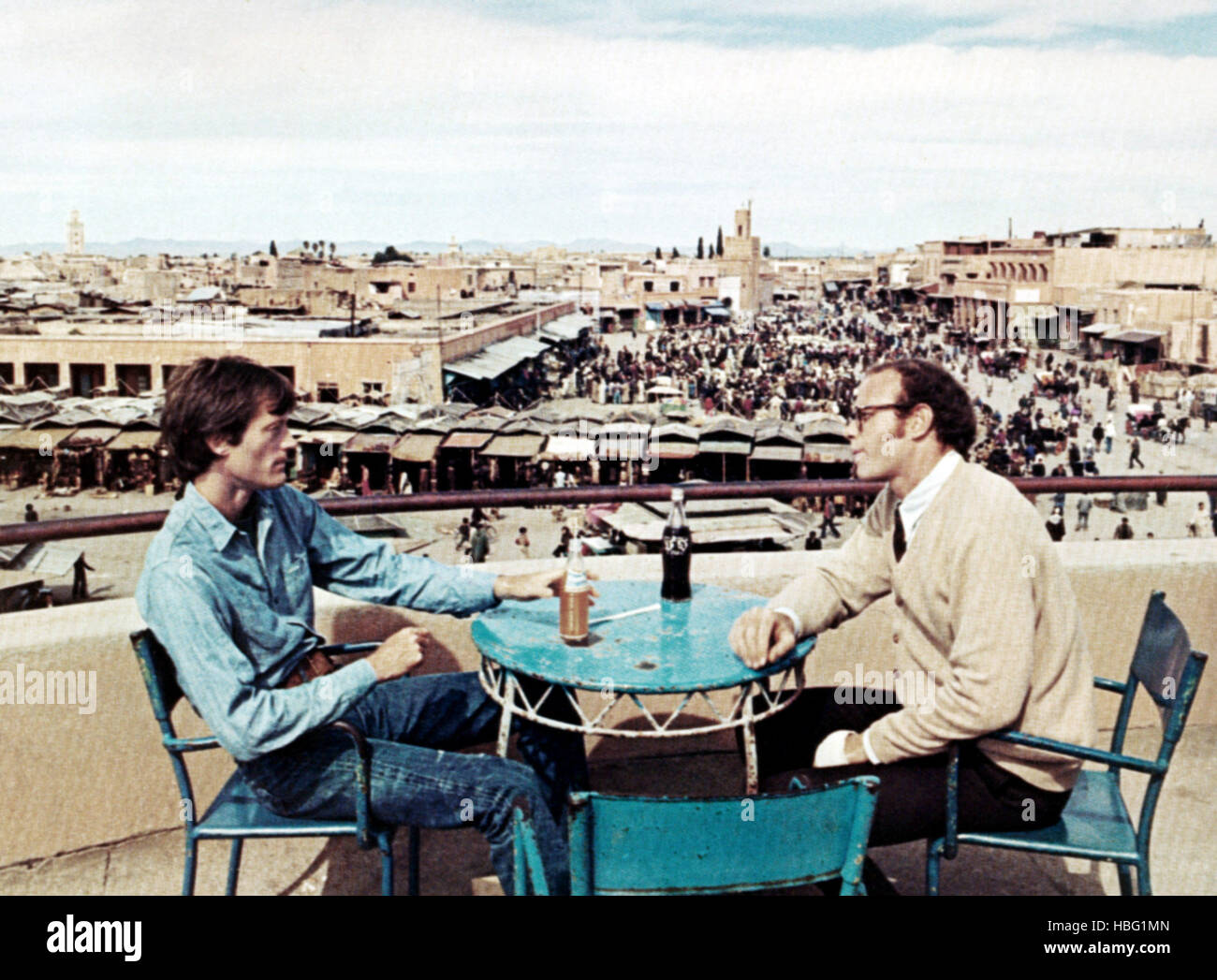 TWO PEOPLE, from left, Peter Fonda, Alan Fudge, on location in Morocco ...