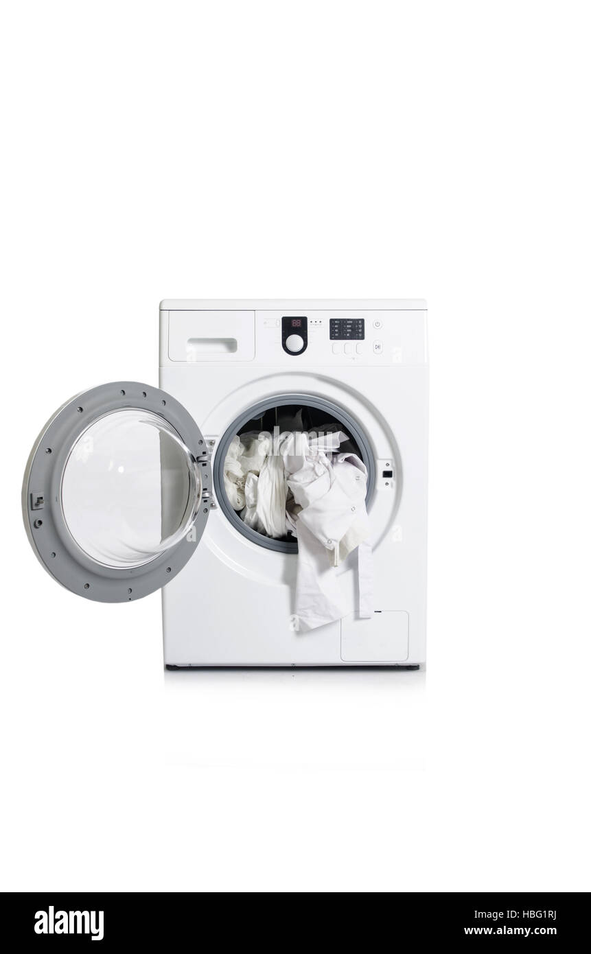 Washing machine isolated on white background Stock Photo - Alamy