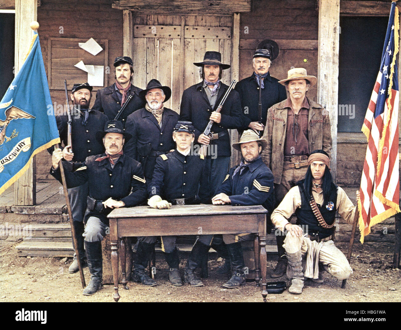 ULZANA'S RAID, (front row) John Pearce, Bruce Davison, Richard Jaeckel ...