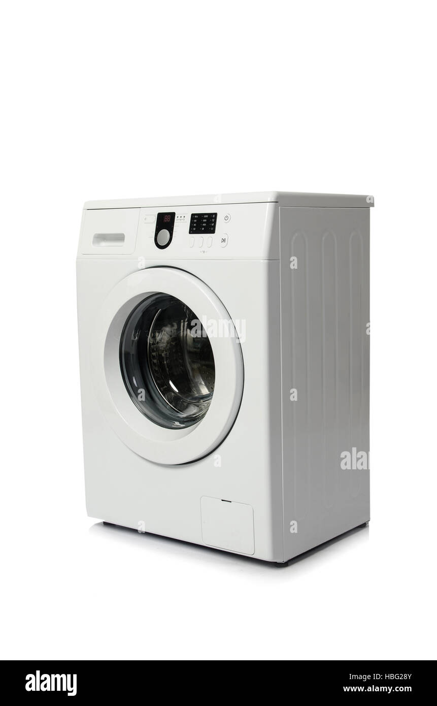 Washing machine isolated on white background Stock Photo - Alamy