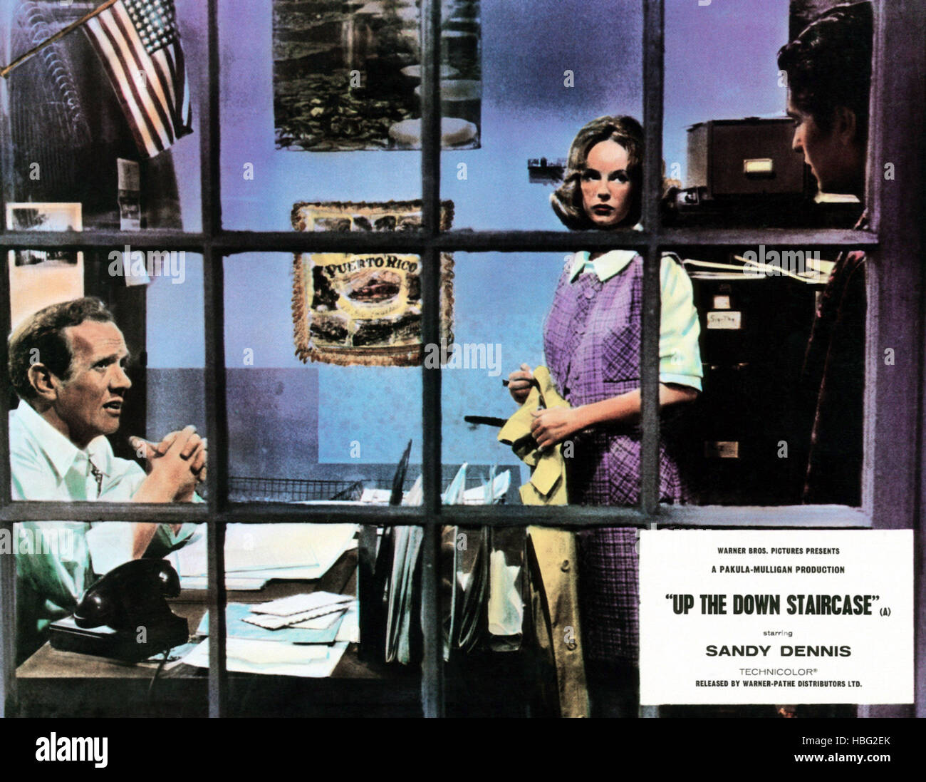 UP THE DOWN STAIRCASE, from left: Roy Poole, Sandy Dennis, Jeff Howard ...