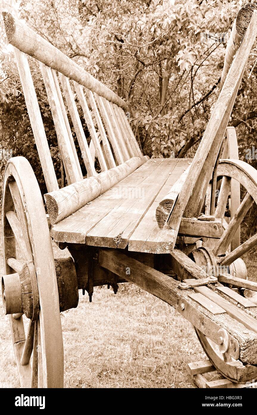old ladder wagon sepia Stock Photo - Alamy
