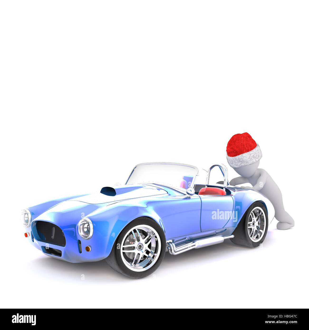 3d man wearing a red Santa hat to celebrate Christmas pushing a broken ...