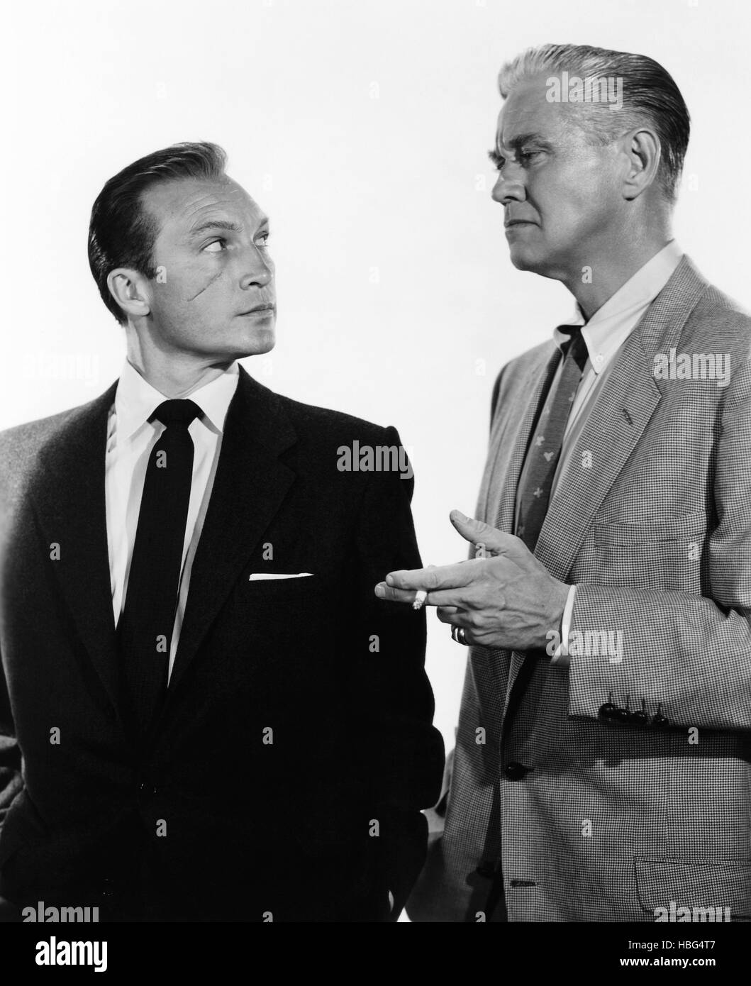 ACCUSED OF MURDER, from left: Warren Stevens, David Brian, 1956 Stock ...
