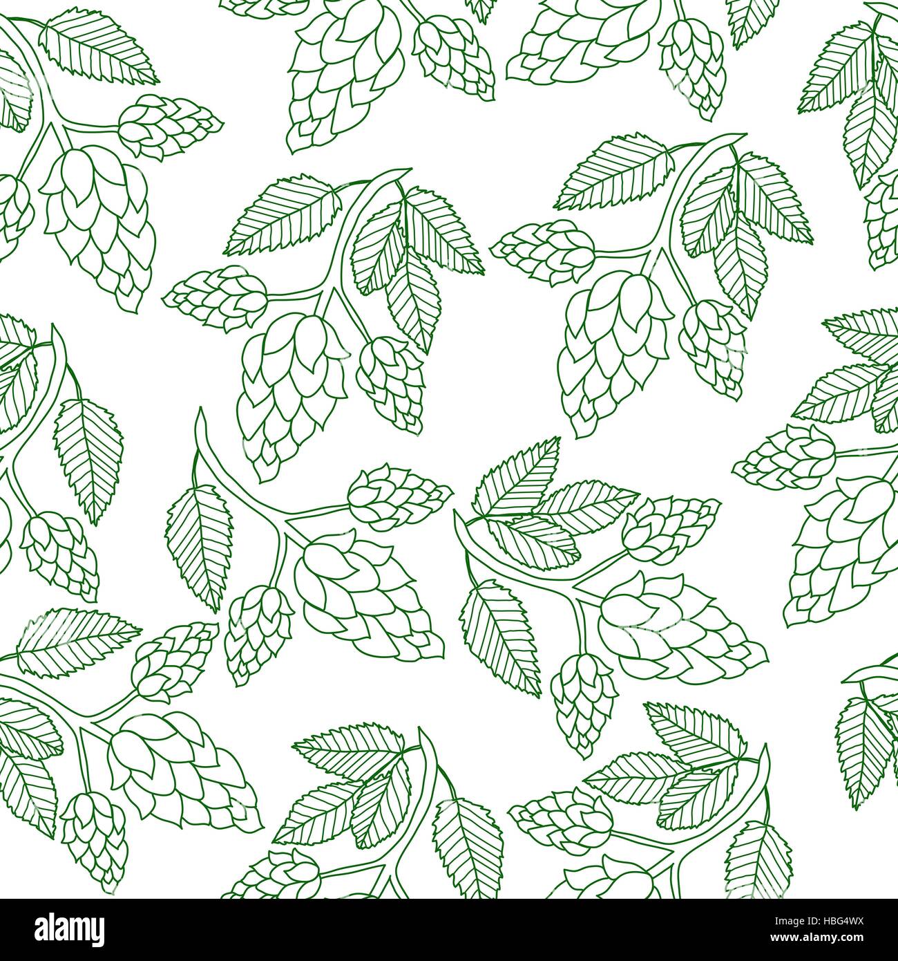 Hops plant seamless pattern, hand drawing style. Hops background. Hops ...