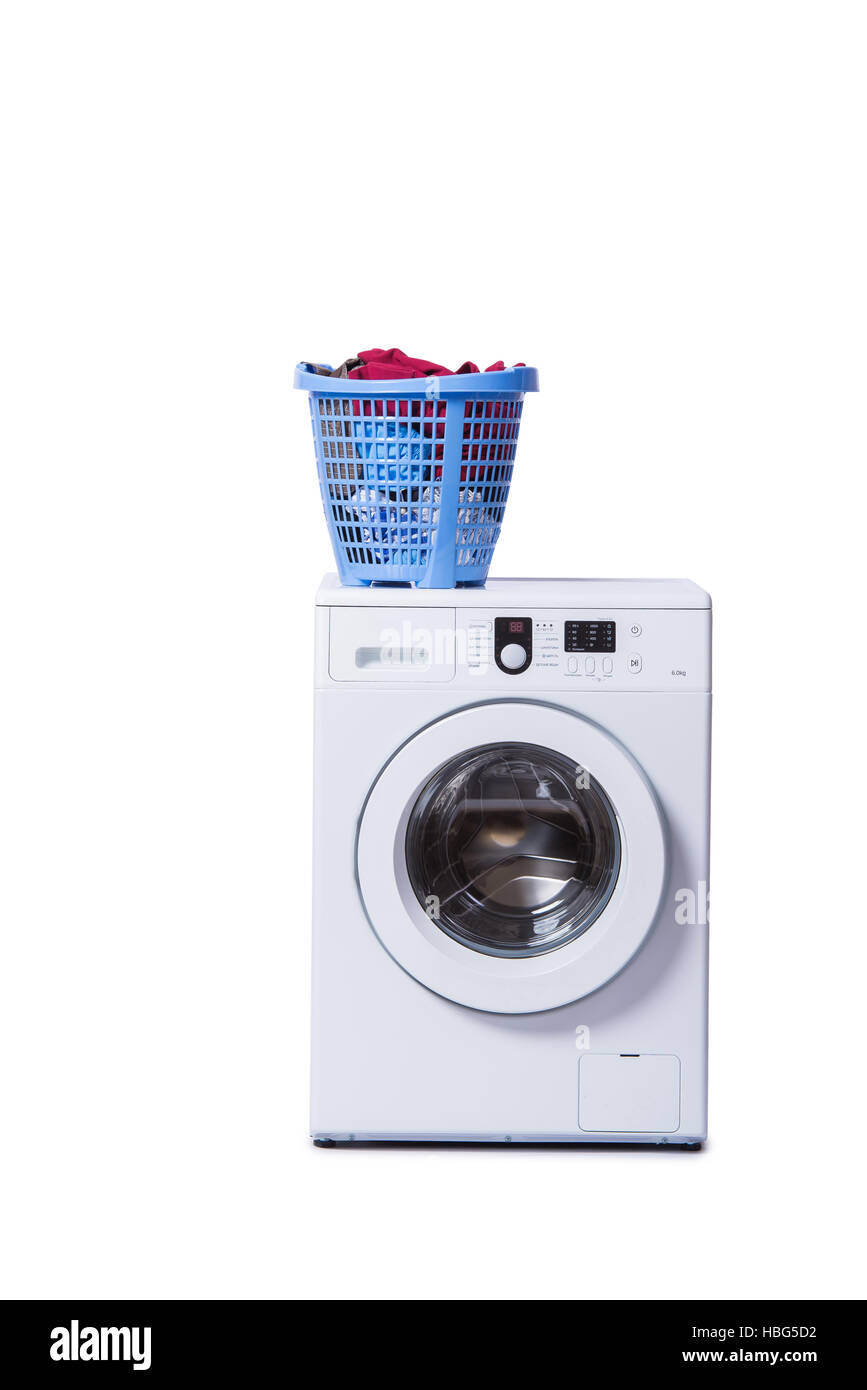Washing machine isolated on white background Stock Photo - Alamy