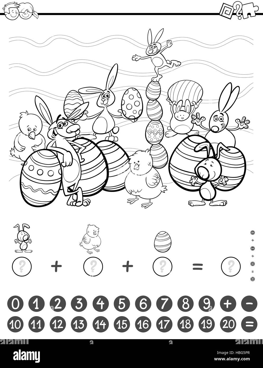 maths task coloring book Stock Photo - Alamy