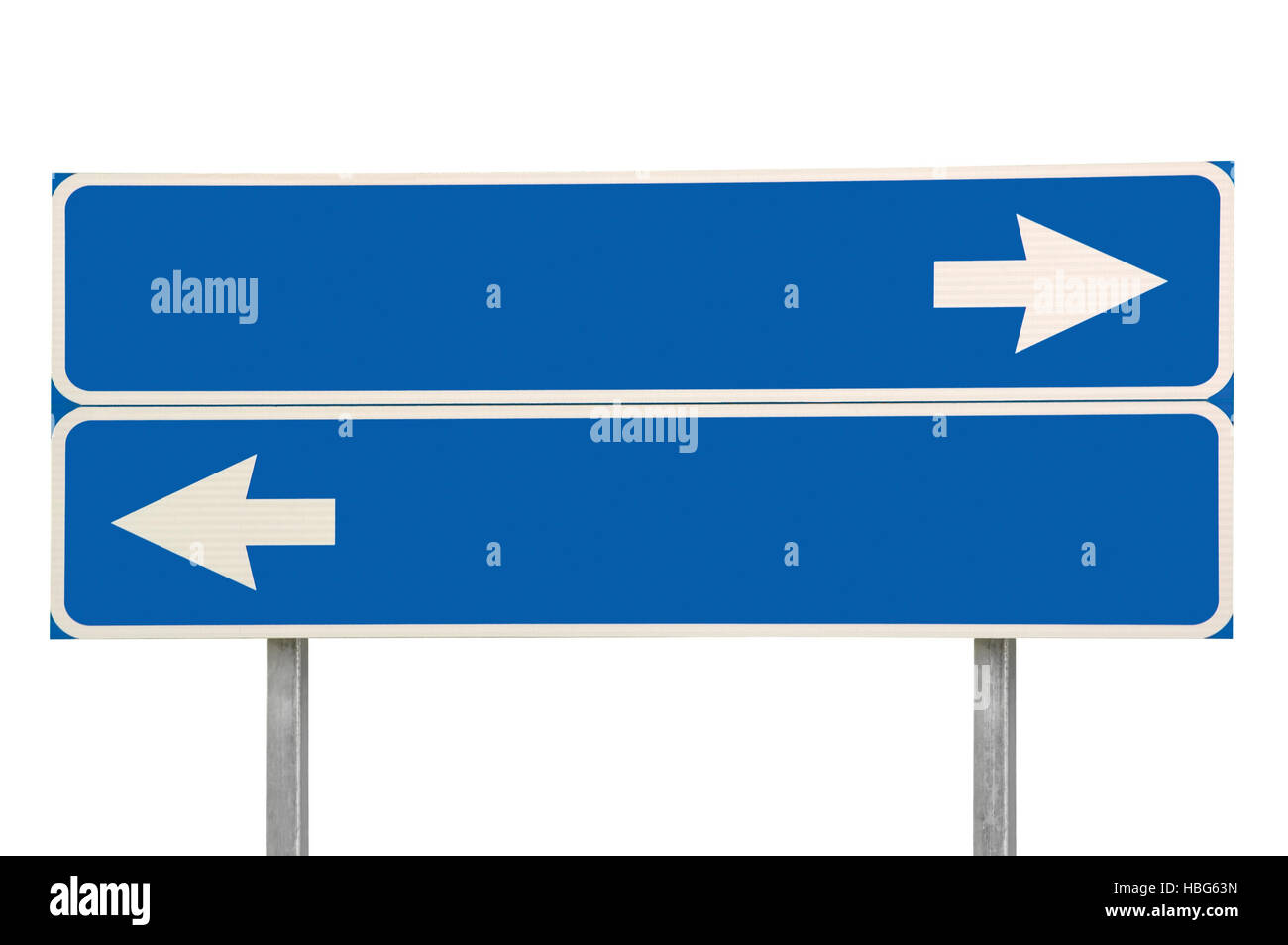 Crossroads Road Sign, Two Arrow Blue Isolated Blank Empty Copy Space ...