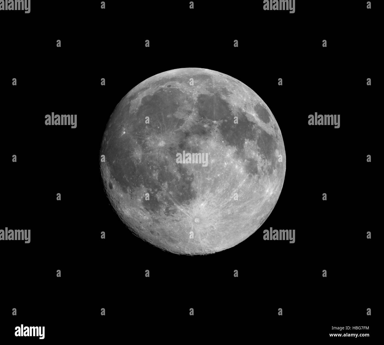 Full moon seen with telescope Stock Photo - Alamy