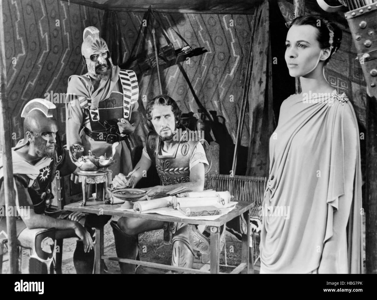 ALEXANDER THE GREAT, Peter Cushing (seated center), Claire Bloom (right ...
