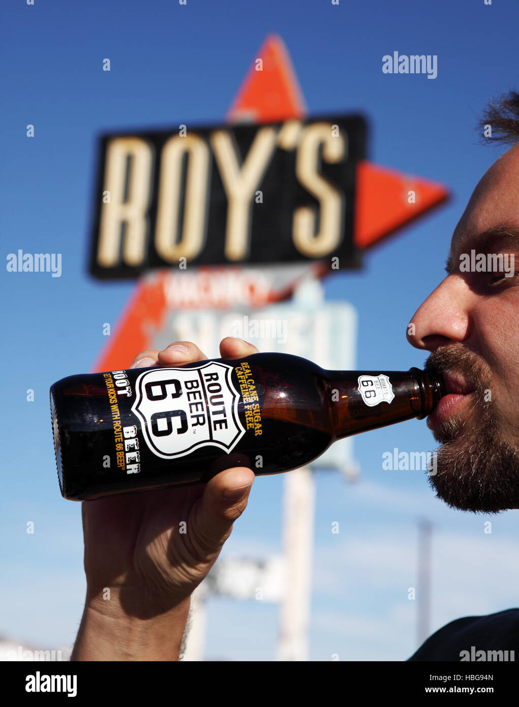 man drinking root beer Stock Photo - Alamy