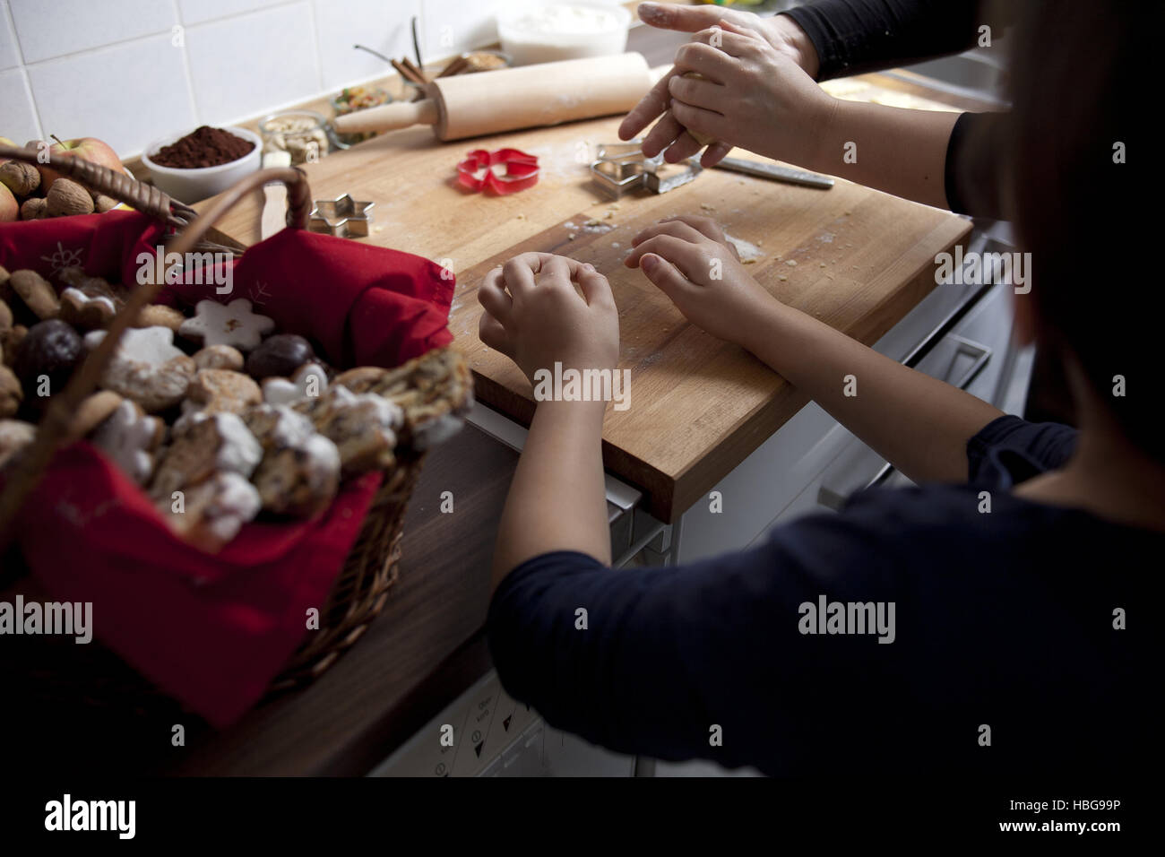Young girl is baking christmas cookies Stock Photo - Alamy