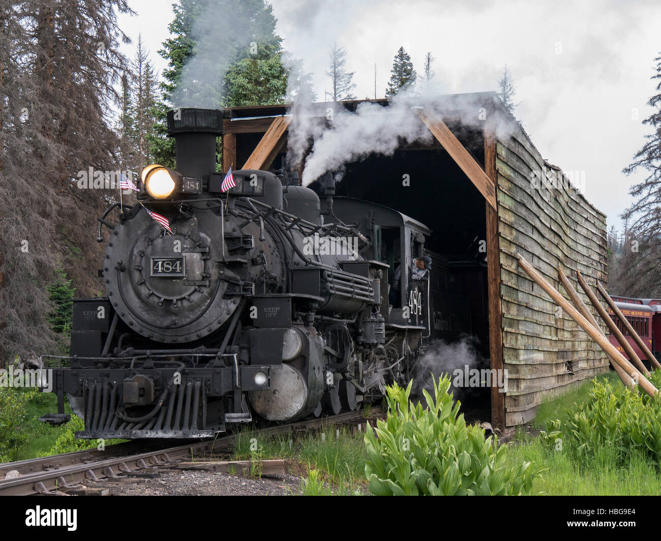 Locomotive inside the Cumbres Pass snowshed Cumbres & Toltec Scenic ...