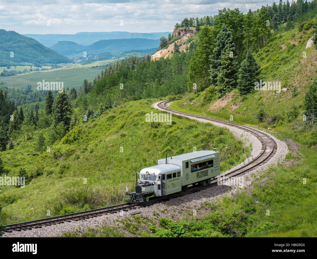Galloping Goose #5 on Cumbres & Toltec Scenic Railroad tracks between ...