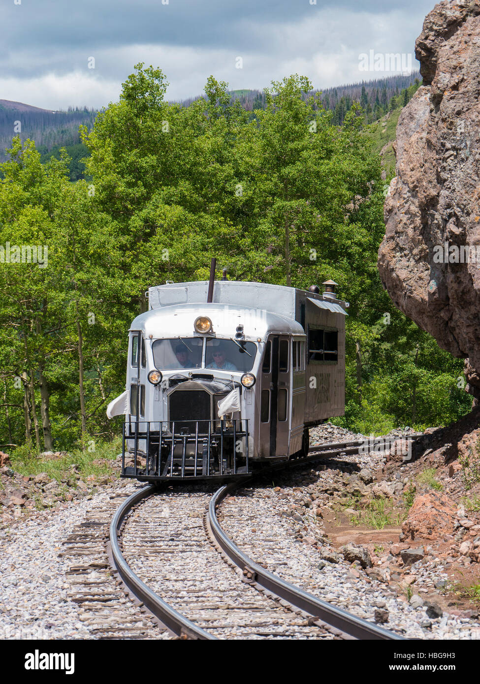 Galloping Goose #5 on Cumbres & Toltec Scenic Railroad tracks between ...