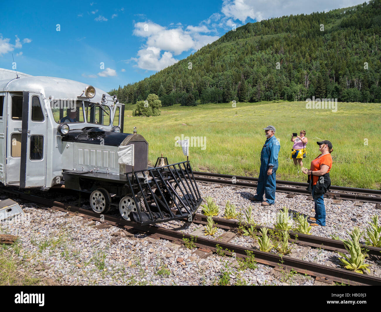 Galloping Goose #5 on Cumbres & Toltec Scenic Railroad tracks between ...