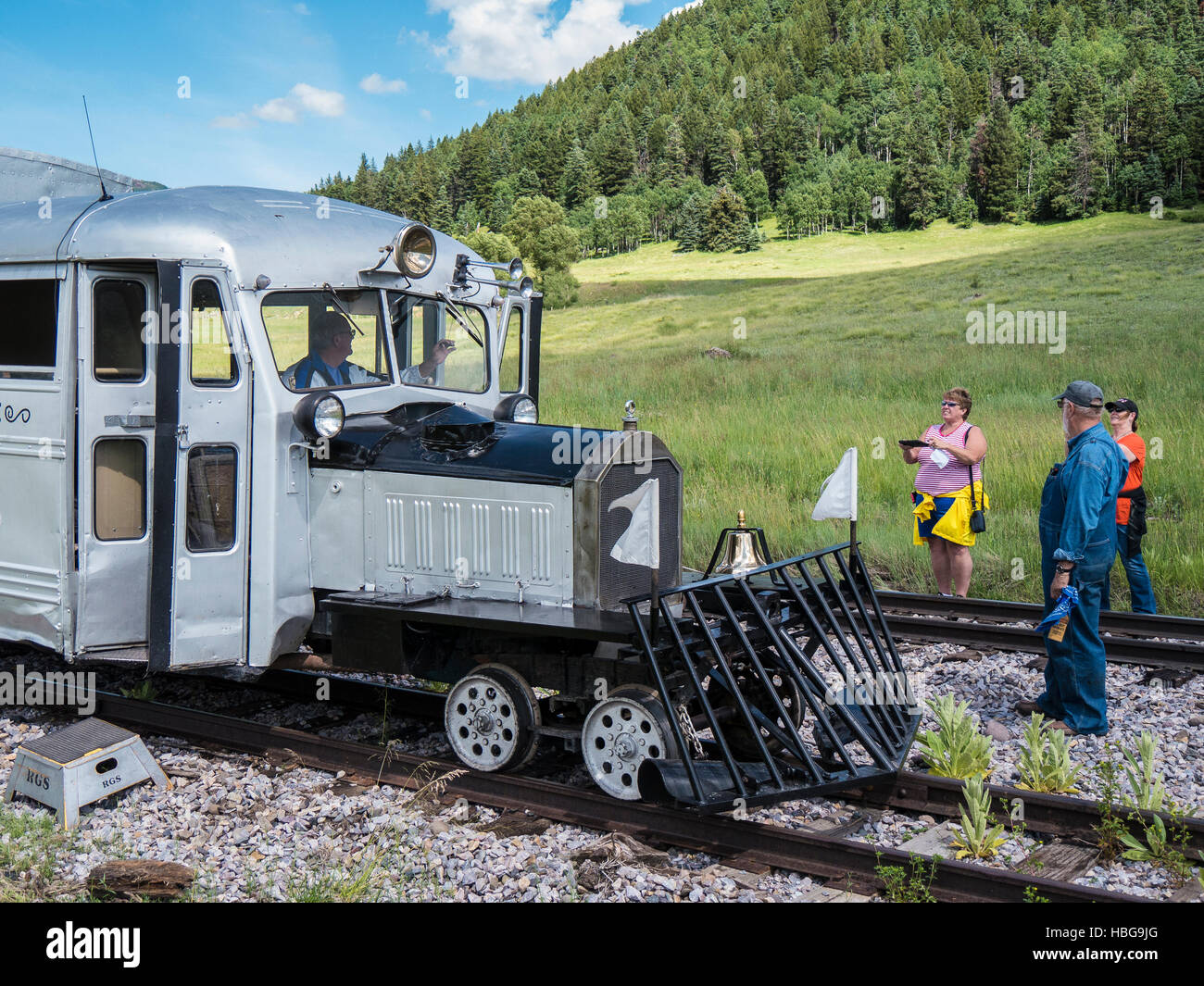 Galloping Goose #5 on Cumbres & Toltec Scenic Railroad tracks between ...