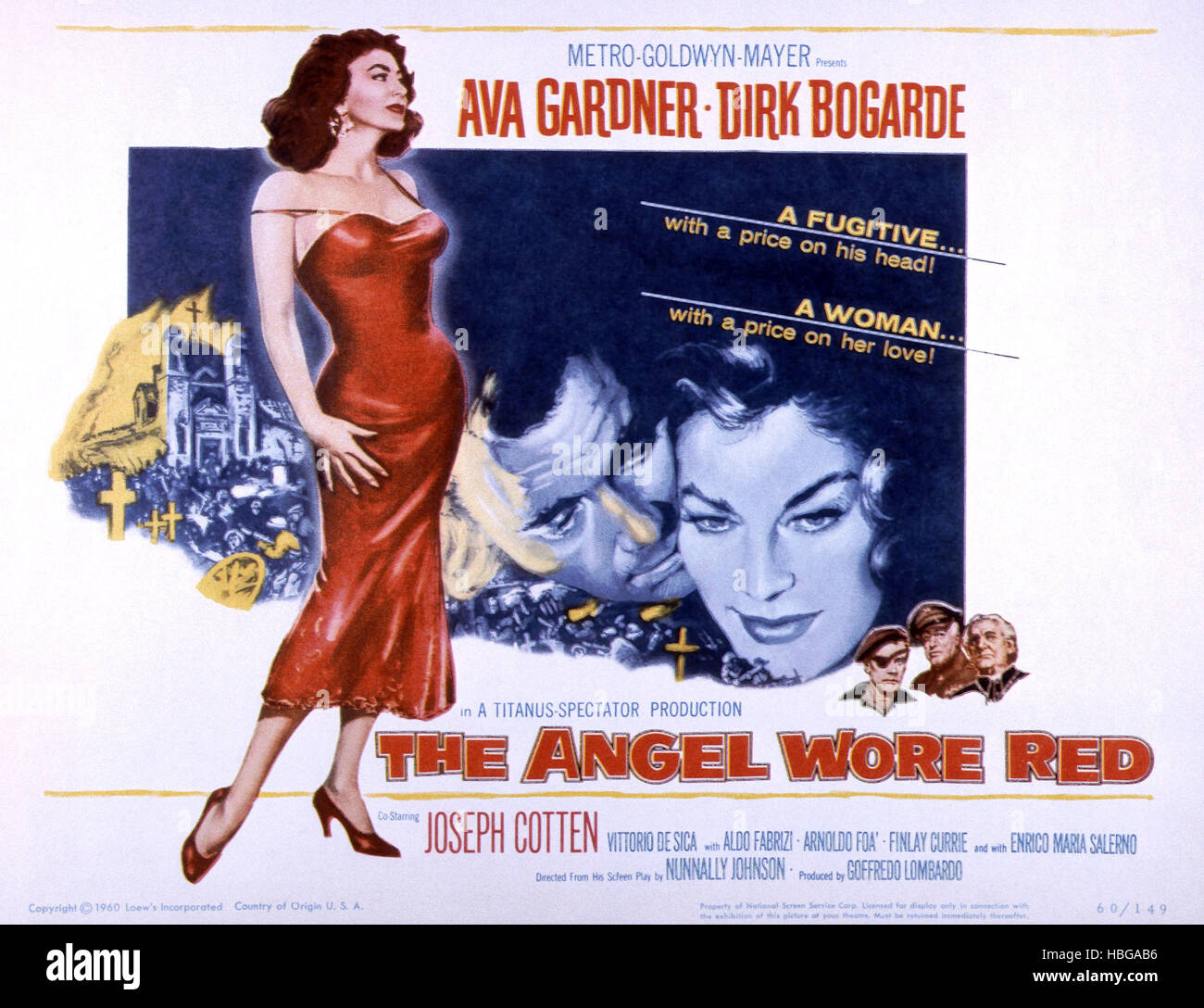 THE ANGEL WORE RED, from left: Ava Gardner, Dirk Bogarde, Ava Gardner ...