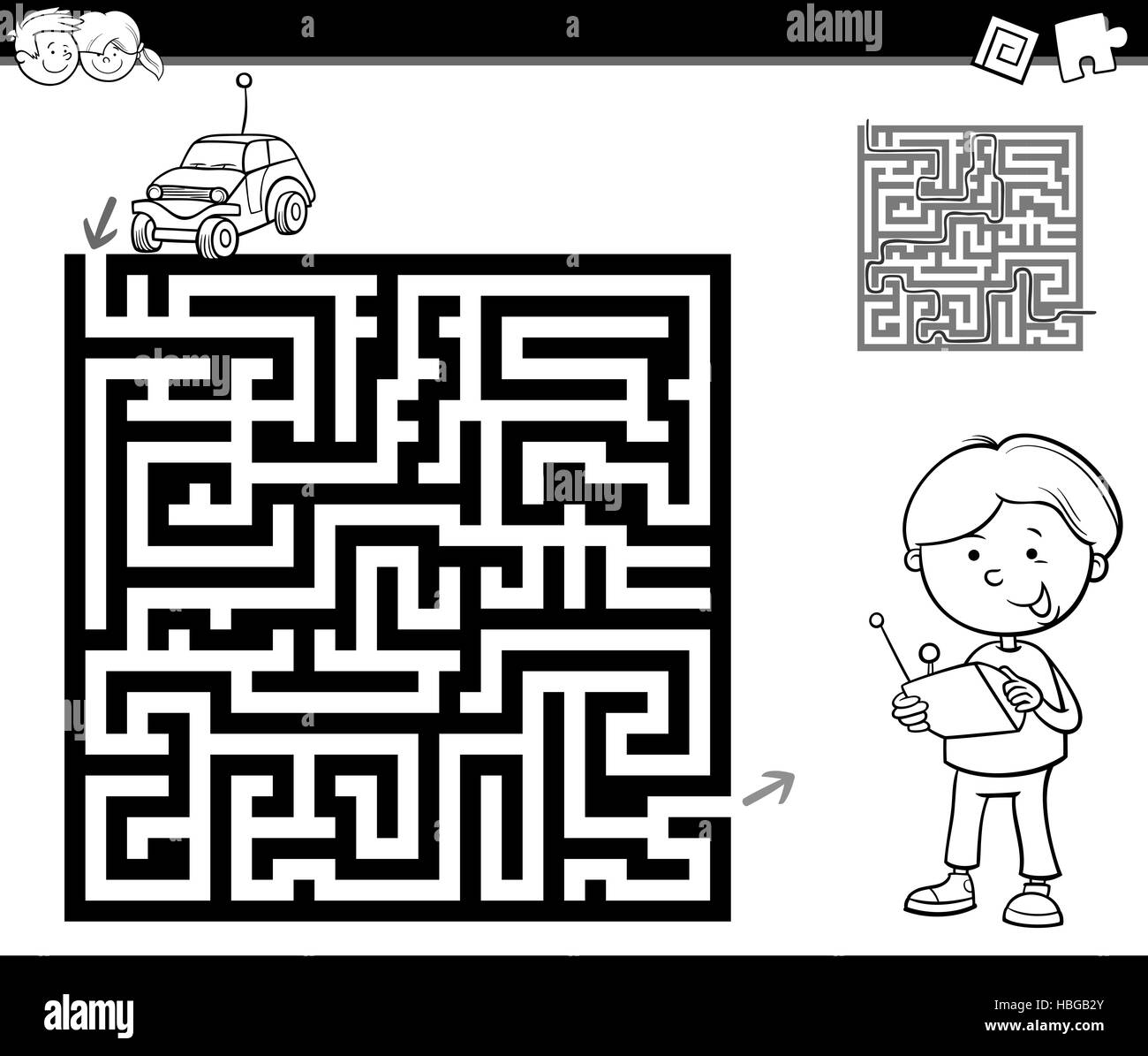 maze or labyrinth coloring page Stock Photo - Alamy
