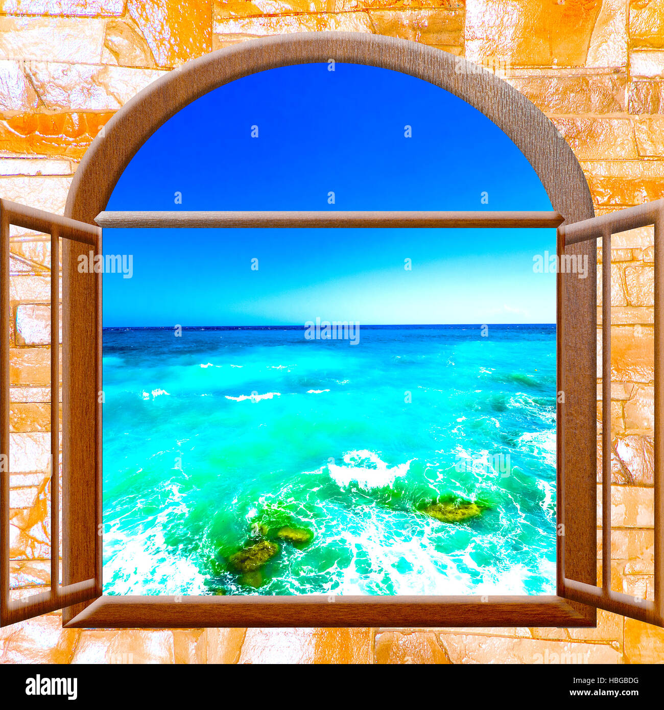 Ocean view window Stock Photo - Alamy