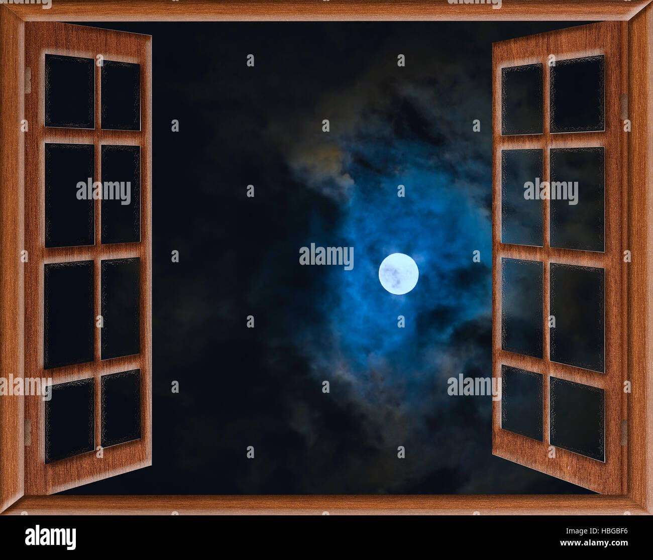 window view of the full moon Stock Photo - Alamy